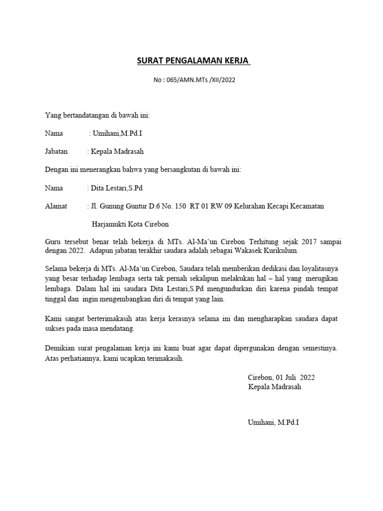 Contoh Surat Paklaring | PDF