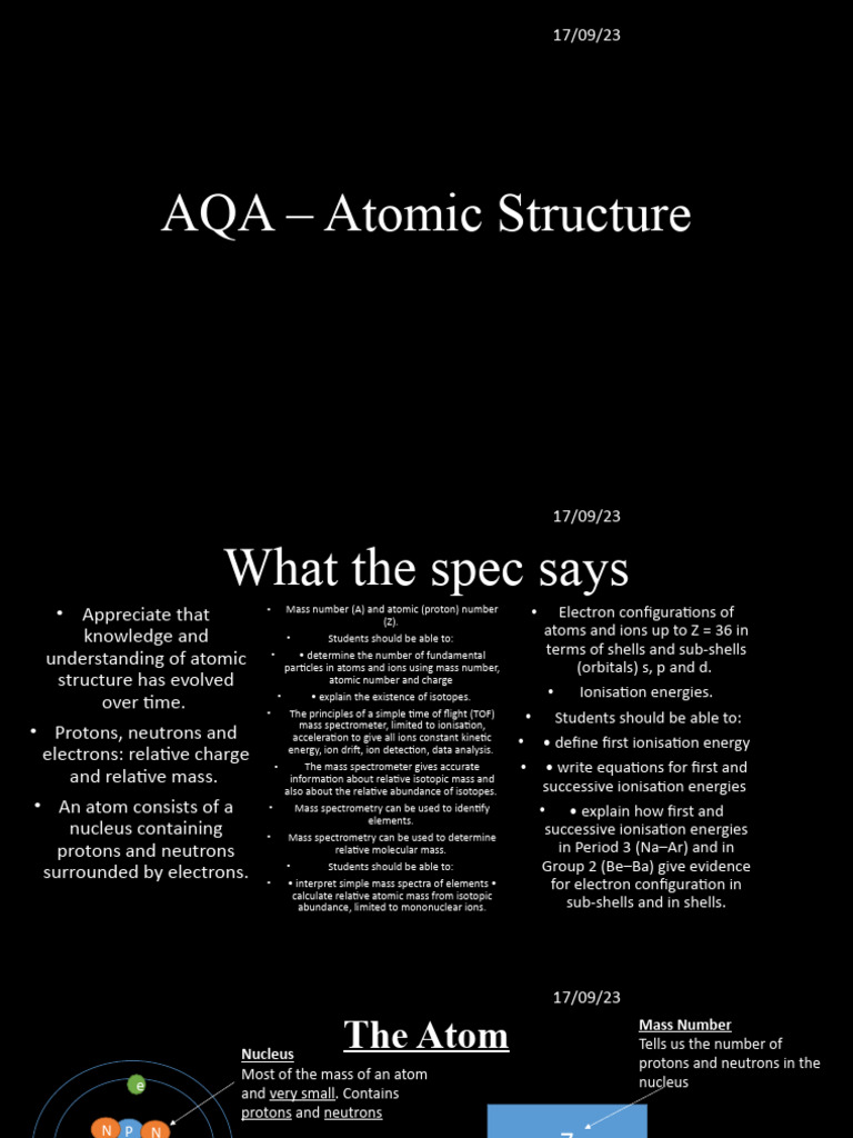 1 1 Atomic Structure Pdf Electron Configuration Ion