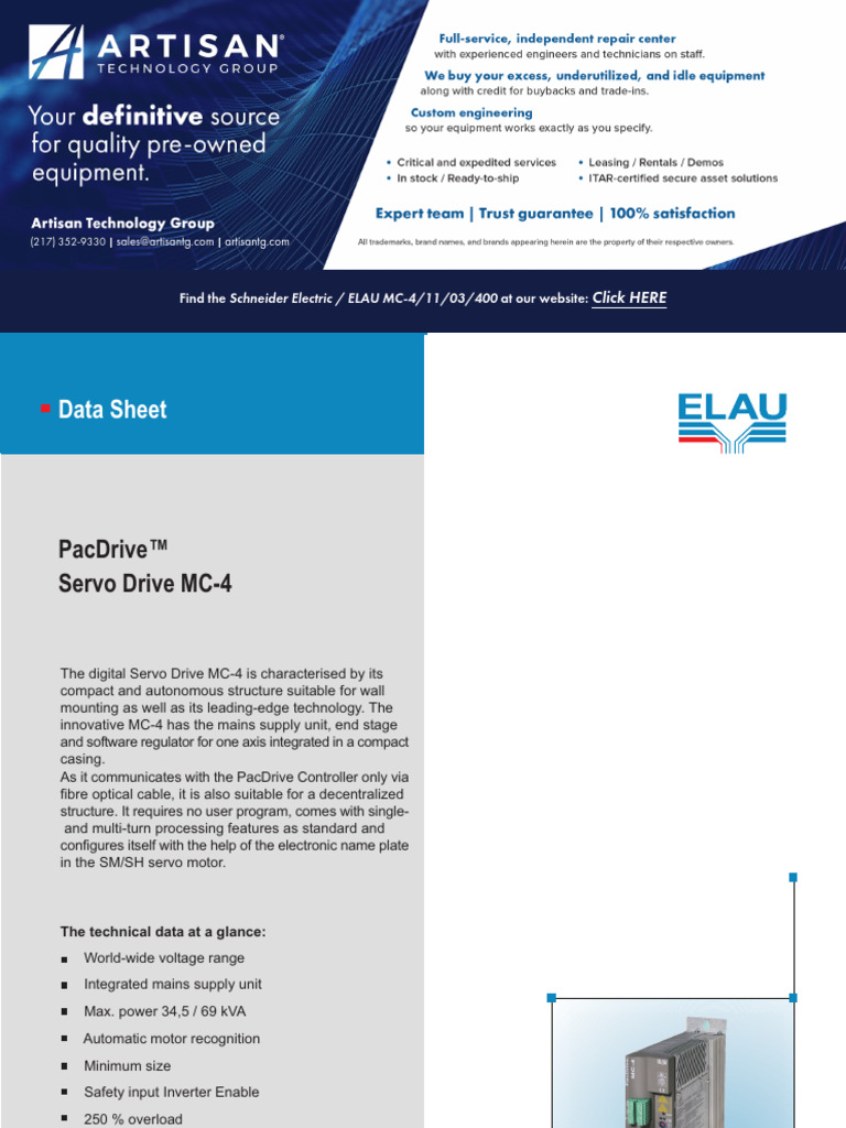 ELAU PacDrive MC4 Datasheet | PDF | Power Supply | Mains Electricity