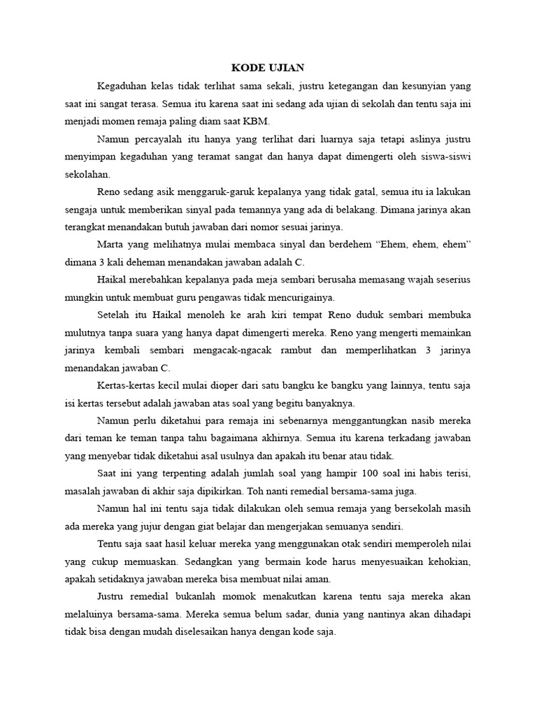 Cerpen - Kode Ujian | PDF