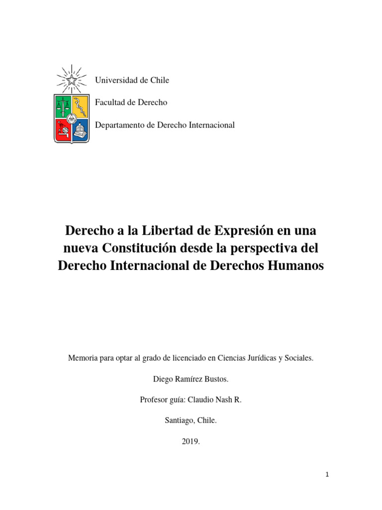 Derecho A La Libertad de Expresión en Una Nueva Constitución Desde La Perspectiva Del Derecho ...