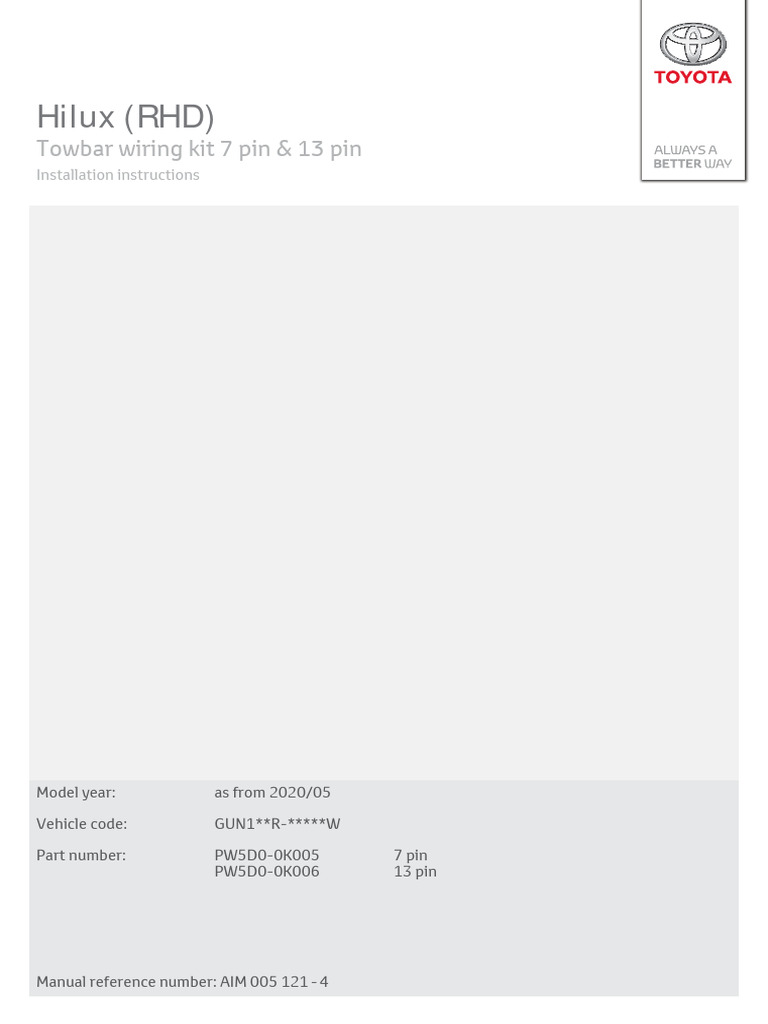 Hilux THWH RHD PW5D0 0K005 AIM 005 121 4 | Download Free PDF | Artistic ...
