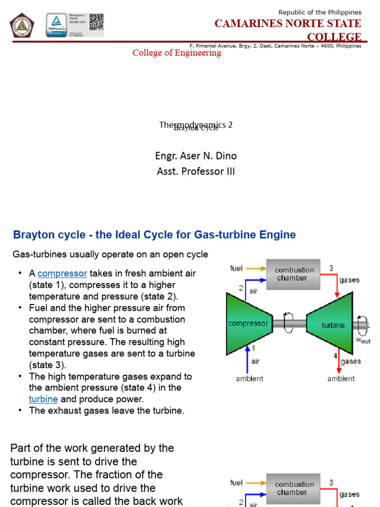 Week 15 Brayton Cycle | PDF | Gas Turbine | Machines