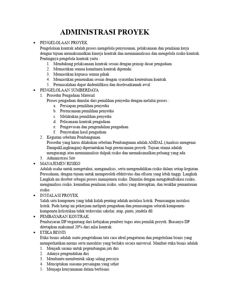 Administrasi Proyek | PDF