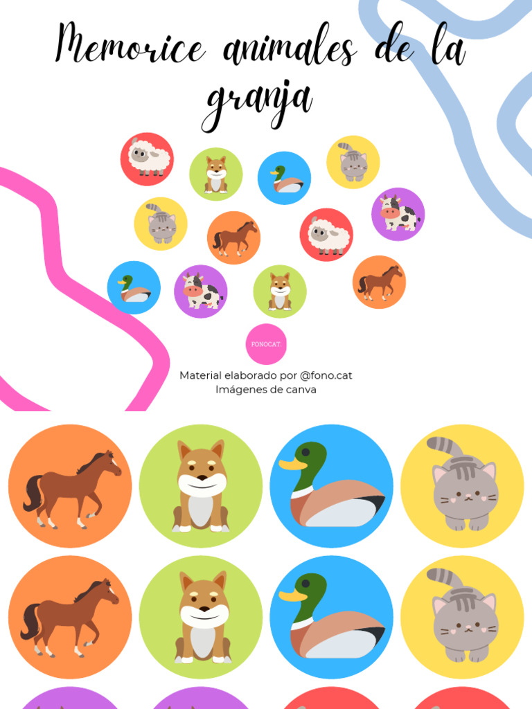 Memorice de Animales de La Granja | PDF