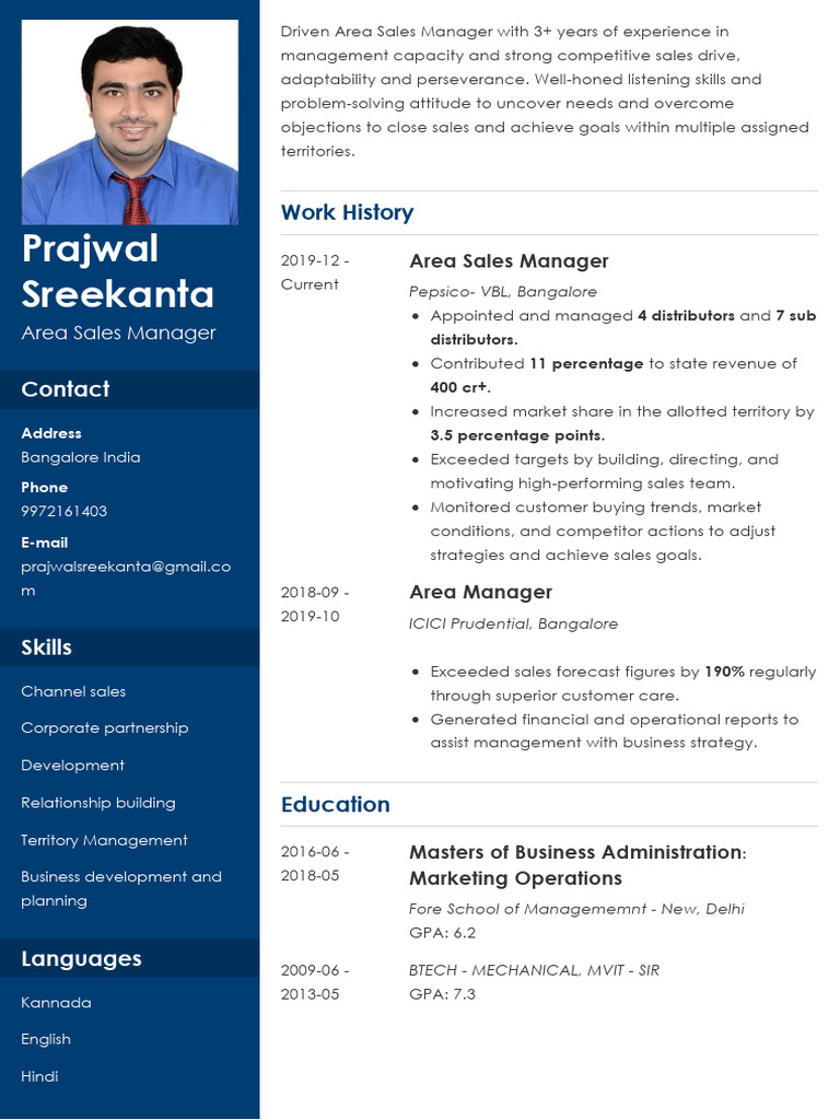 Prajwal Sreekanta Resume-2 | PDF | Sales | Financial Markets