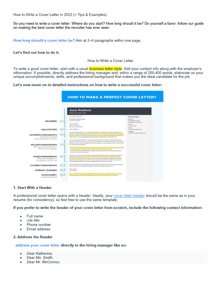 How To Write A Cover Letter in 2023 | PDF | Résumé | Recruitment