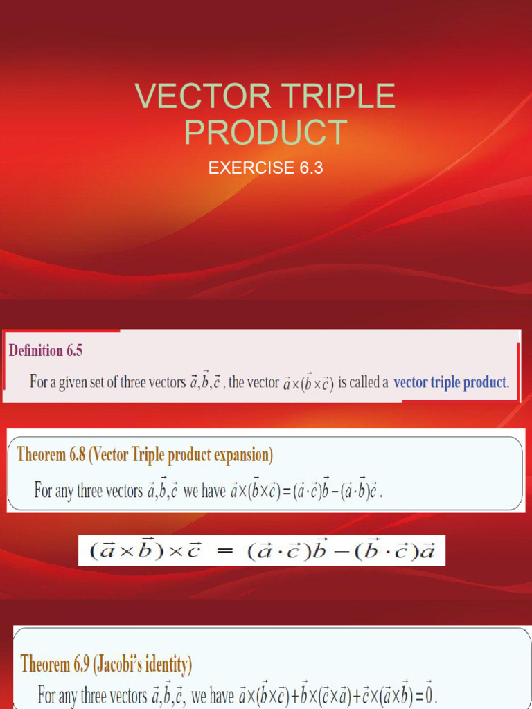 Vector Triple Product: Exercise 6.3 | PDF