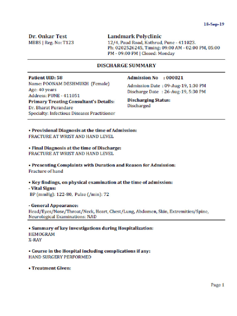 DISCHARGE FORM | PDF