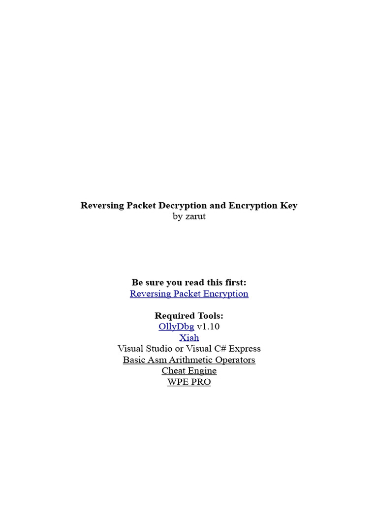 Reversing Decryption | PDF | Encryption | Computer Science Reversing Decryption | PDF | Encryption | Computer Science
