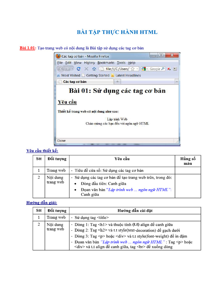 Bai Tap HTML 3 | PDF