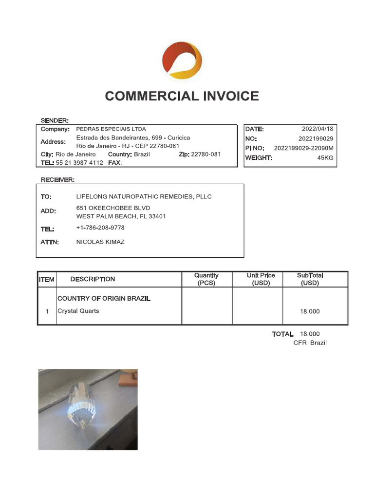 Invoice Crystal Quarts | PDF