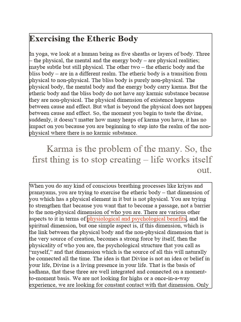 Exercising The Etheric Body | PDF