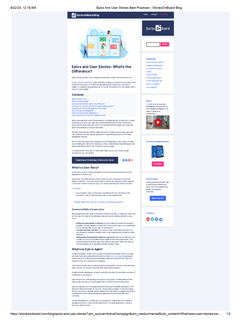 Epics and User Stories Best Practices - StoriesOnBoard Blog | PDF ...