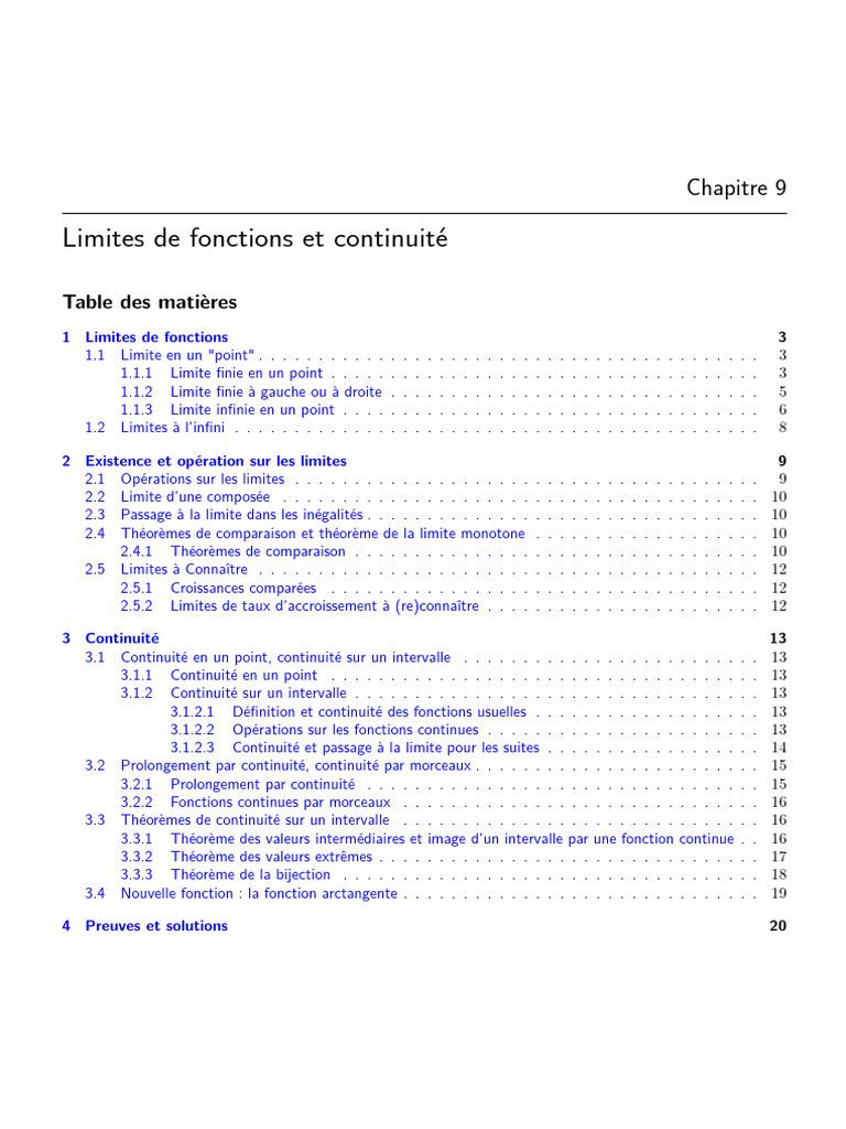 Limites et continuité des fonctions | PDF | Limite (mathématiques ...