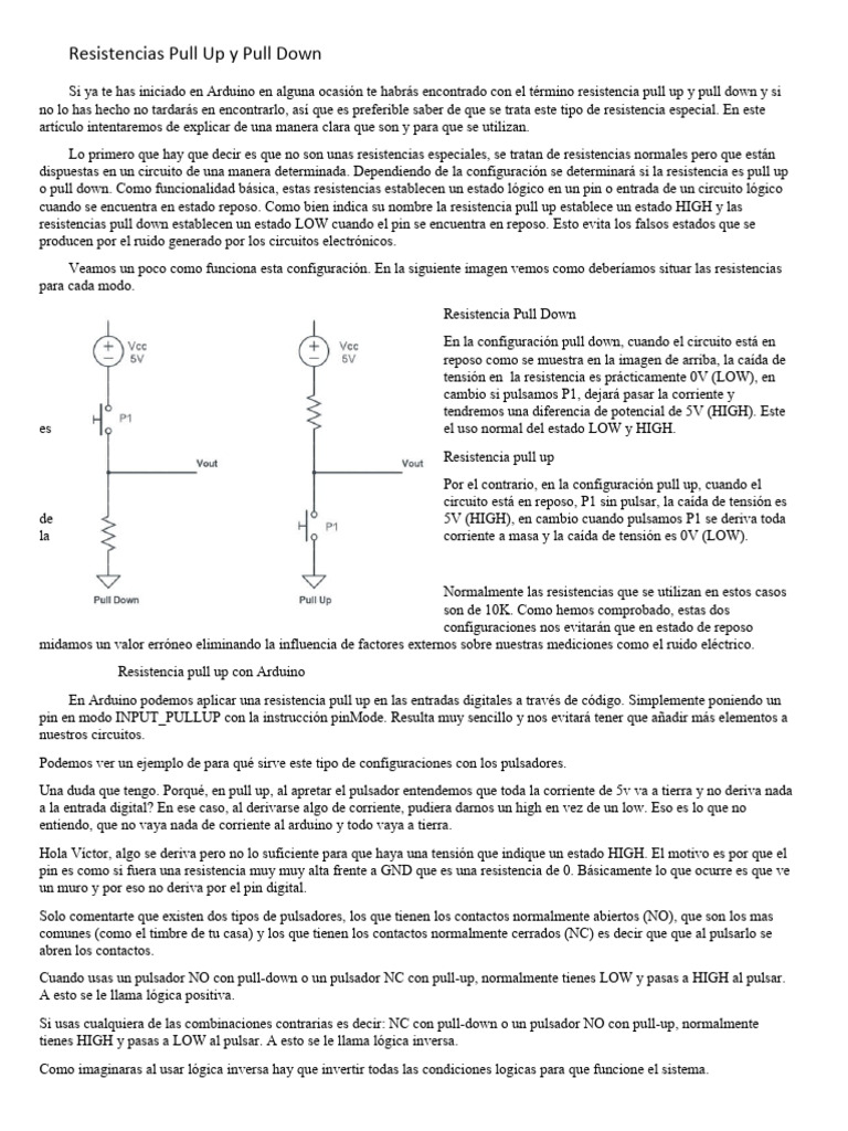 Resistencias Pull Up y Pull Down | PDF | Resistencia Eléctrica y ...