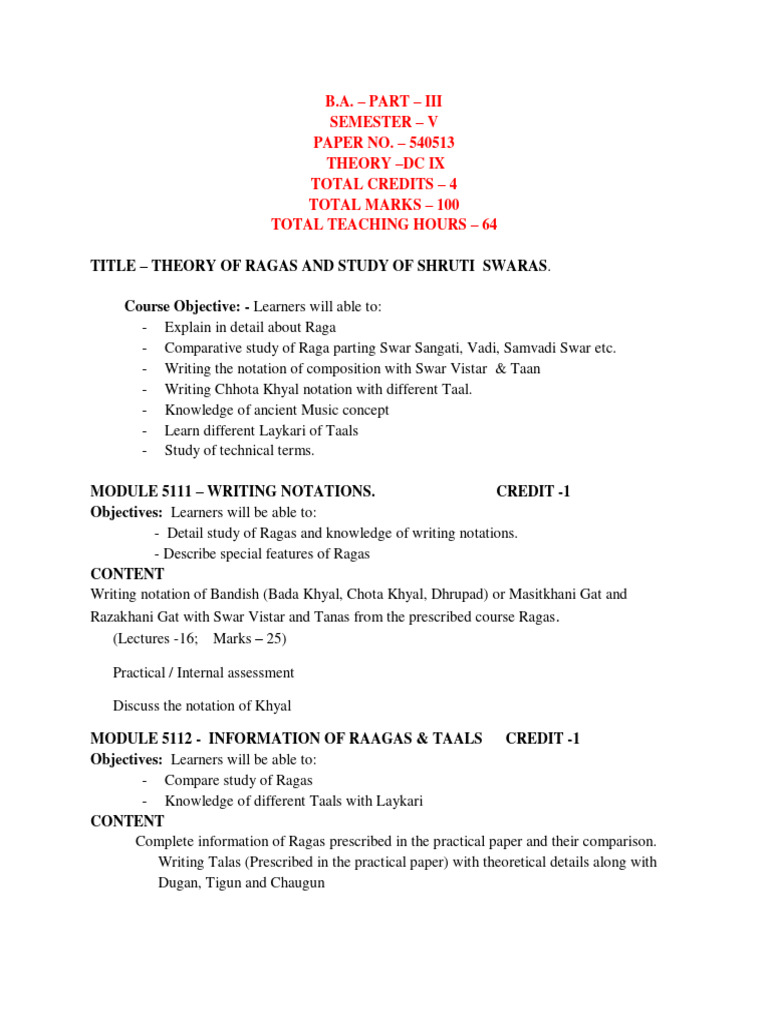 Ba Syllabus2019 | PDF | Performing Arts | Classical And Art Music ...