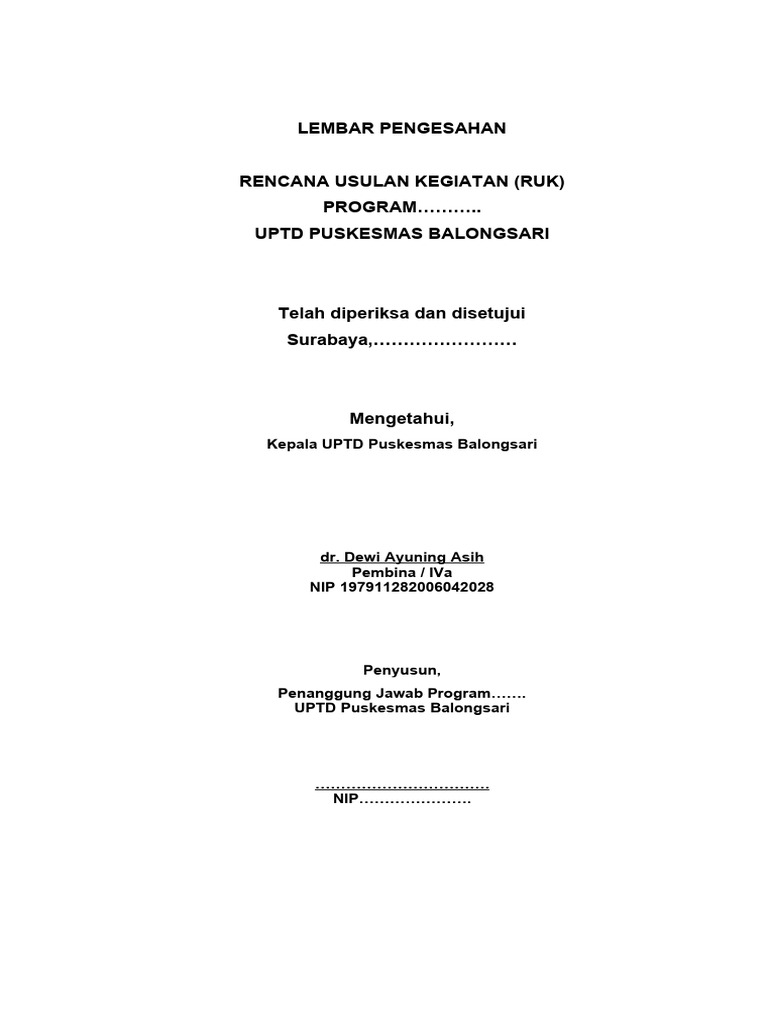 Lembar Pengesahan Ruk | PDF