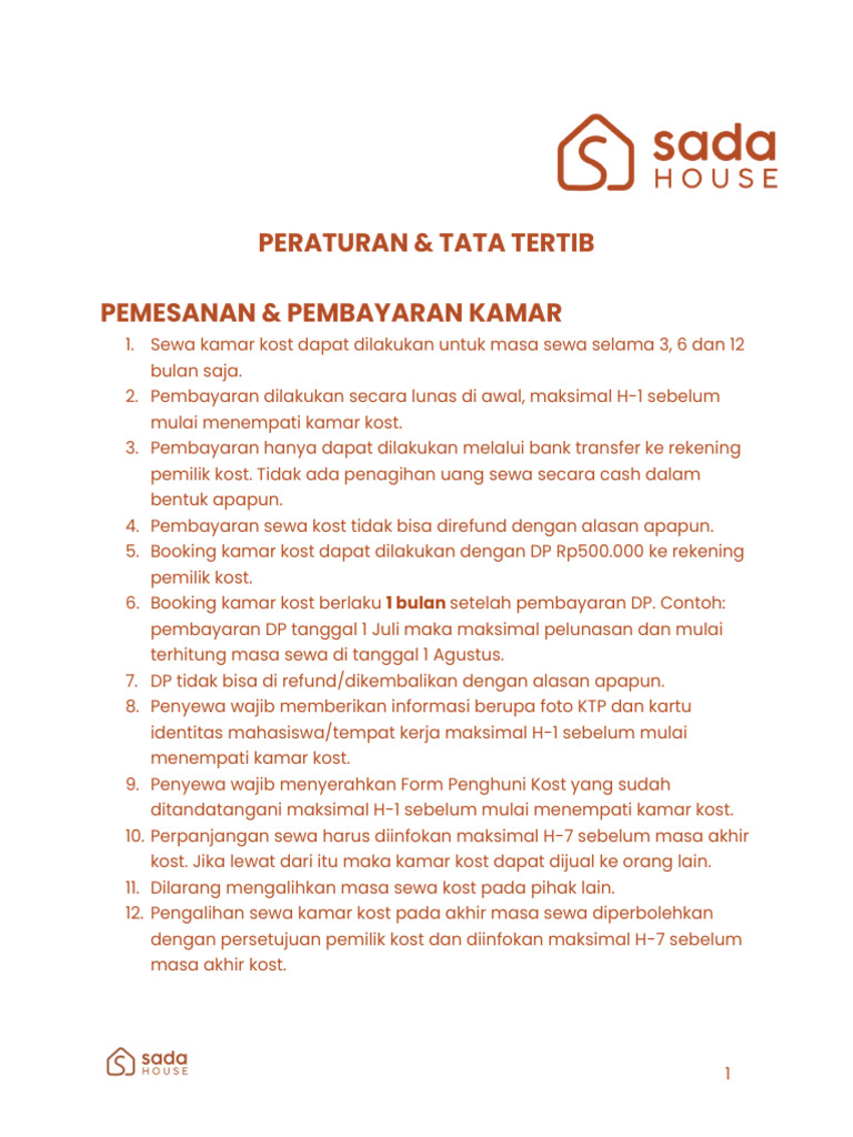(NEW) Peraturan & Tata Tertib Kost | PDF
