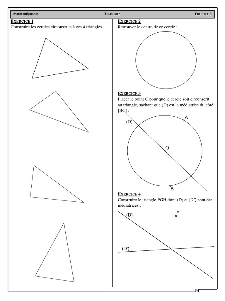 Chap 02 - Ex3 - Cercle Circonscrit À Un Triangle - CORRIGE | PDF