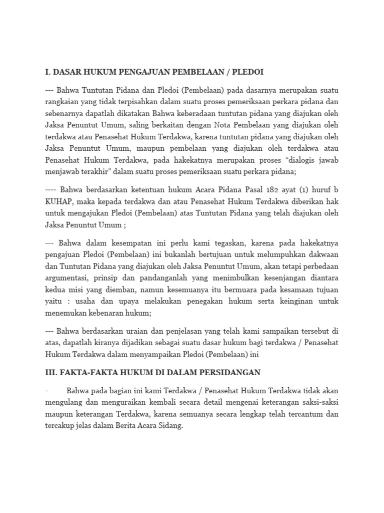 Contoh Pledoi 2 | PDF
