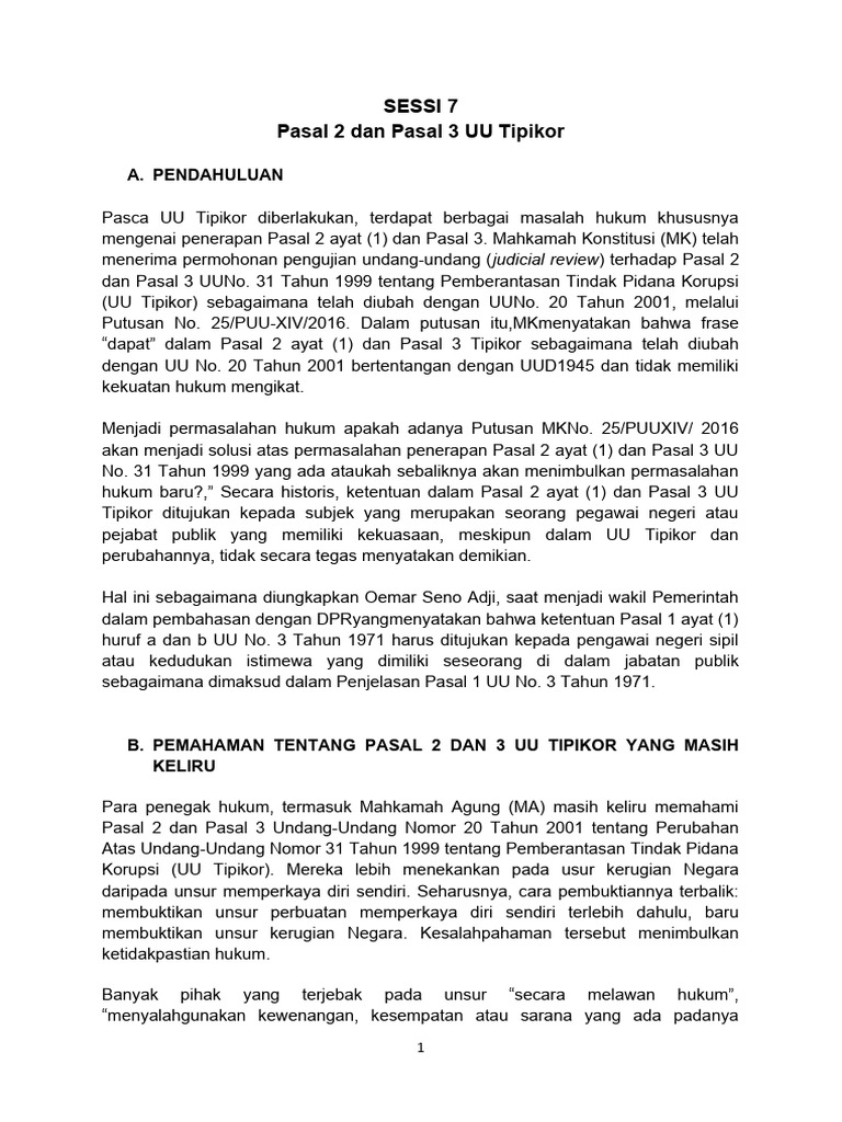 Analisis Pasal 2 dan 3 UU Tipikor | PDF