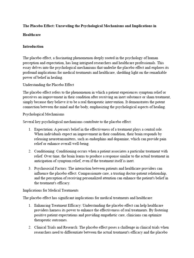 The Placebo Effect | PDF | Placebo | Psychology