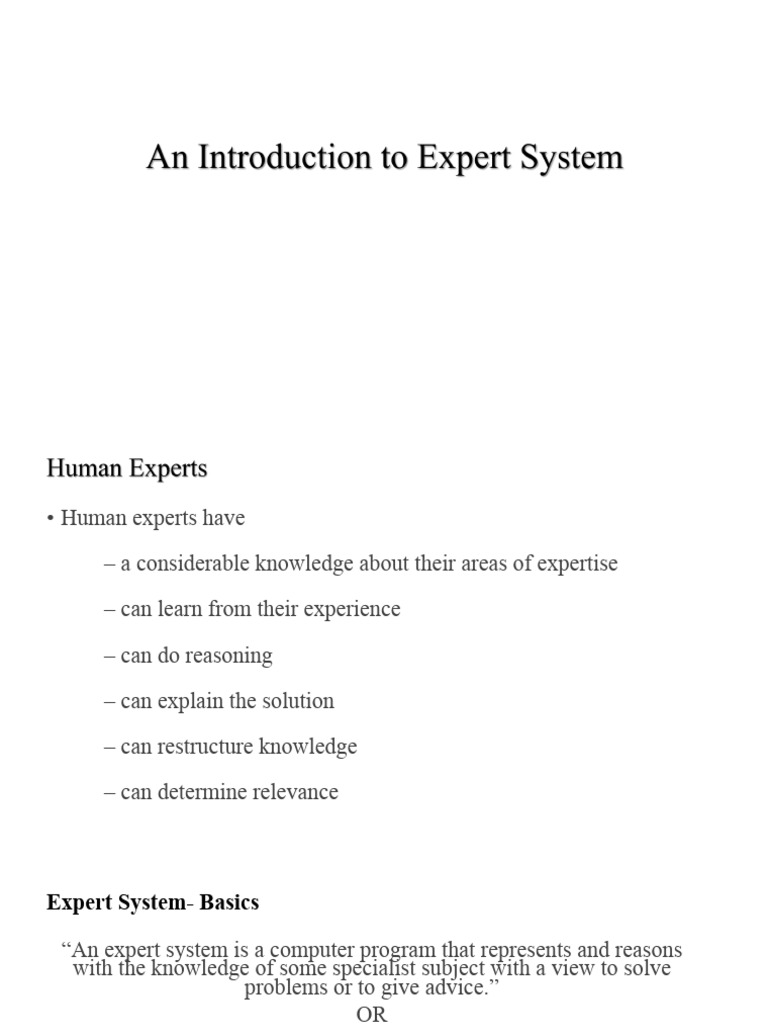 Expert System | PDF | Expert | Knowledge
