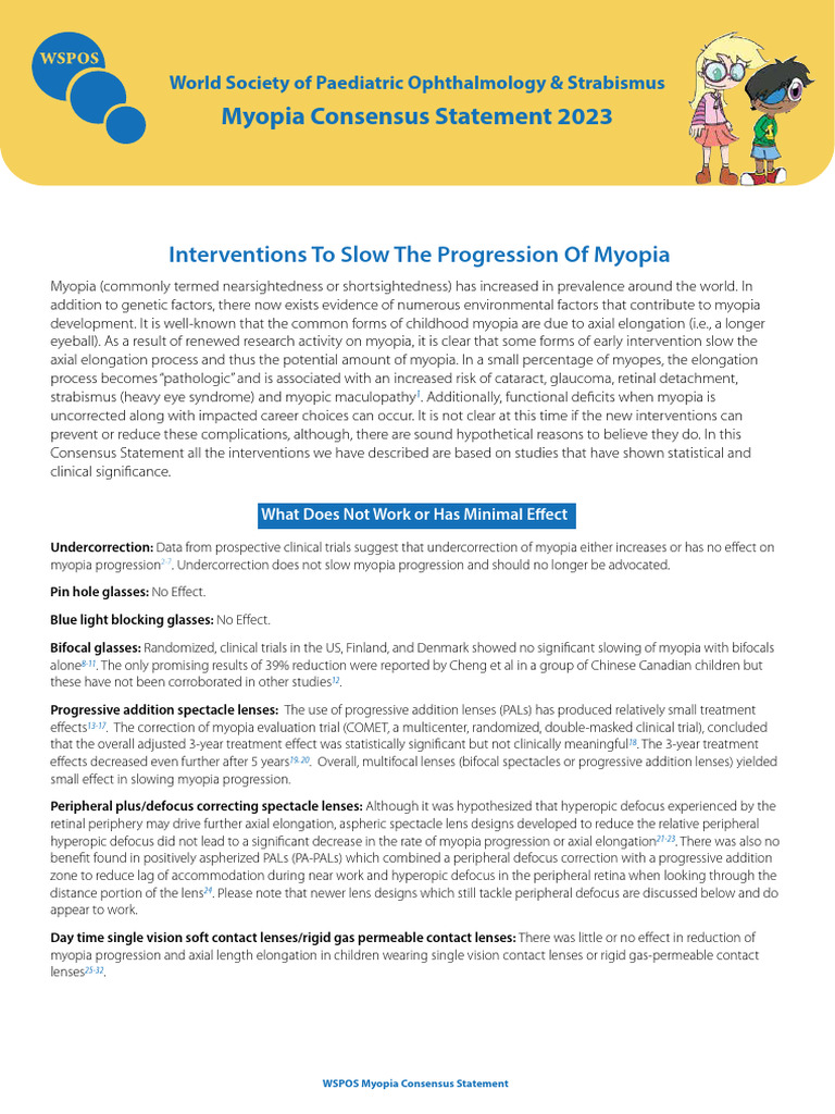 WSPOS Myopia Consensus Statement 2023 1 | PDF