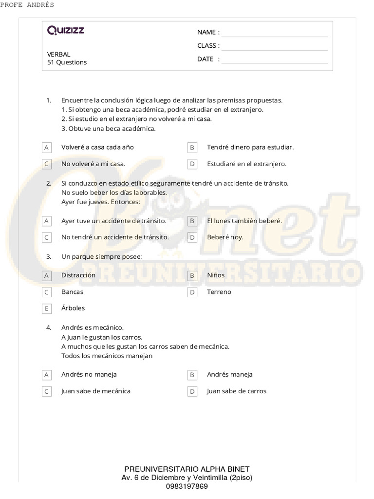 Verbal Quizz | PDF | Internet