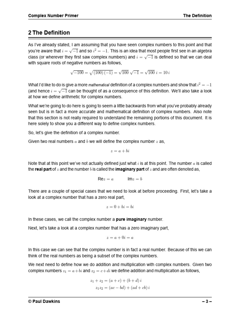 Complex Primer | PDF | Complex Number | Cartesian Coordinate System