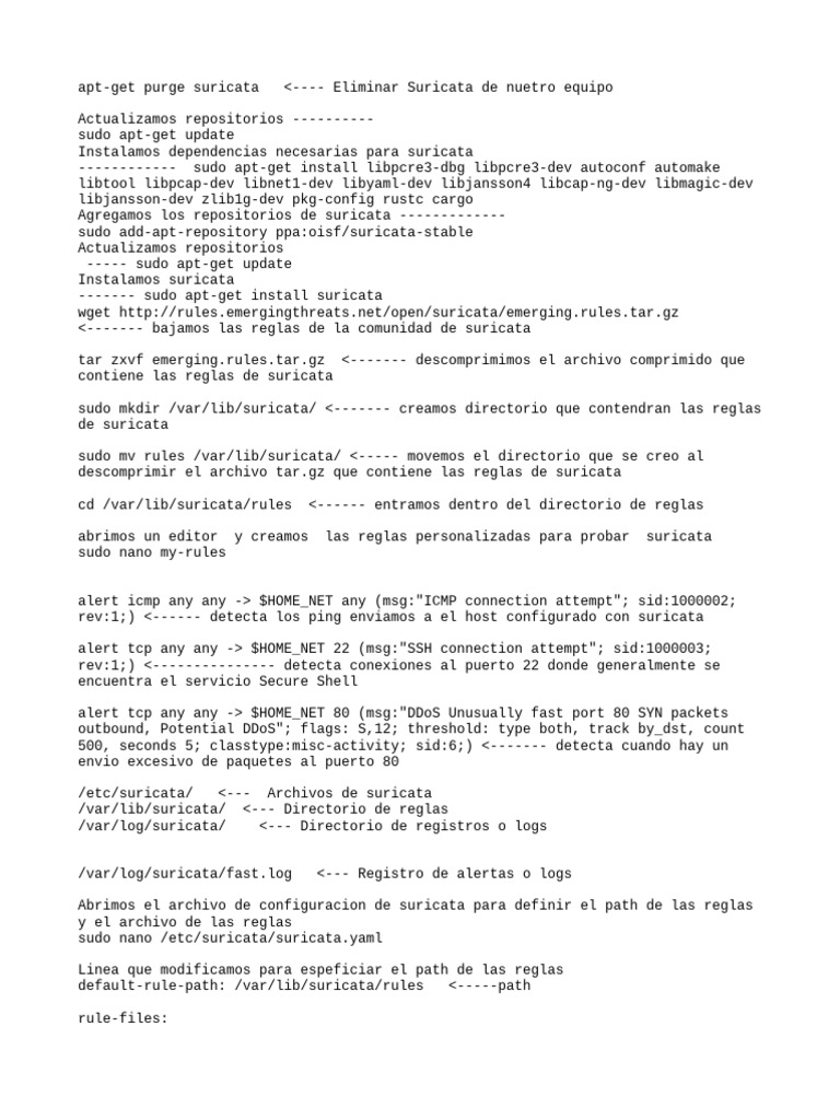 Instalación y configuración de Suricata | PDF