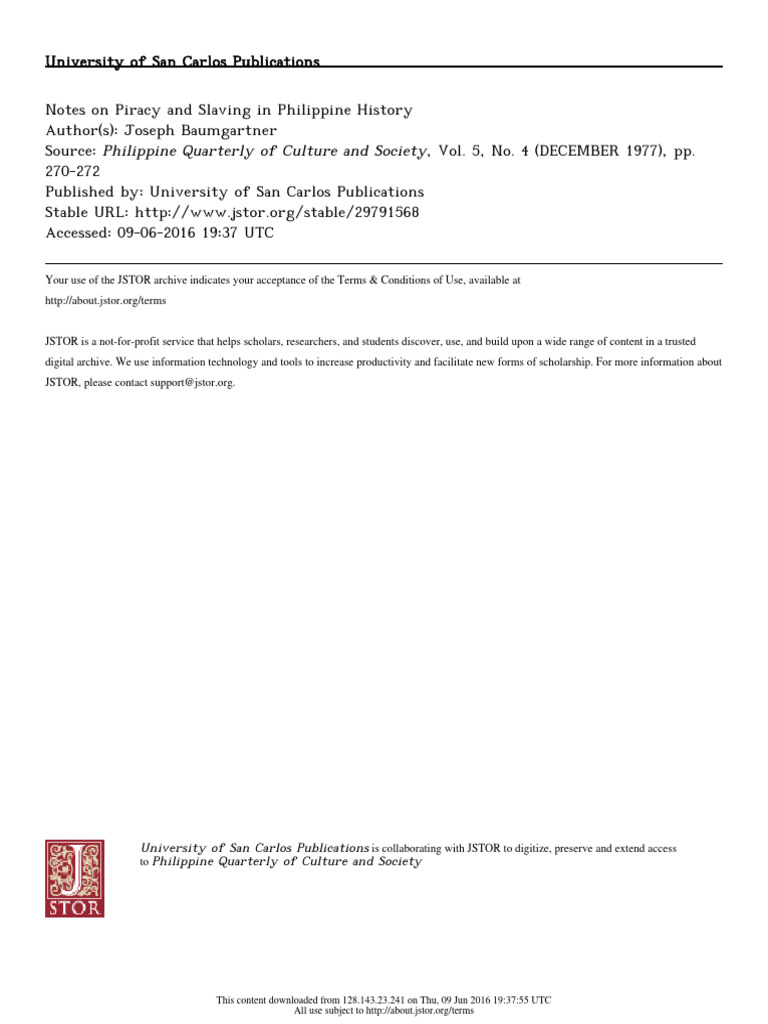Notes On Piracy and Slaving in Philippine History | PDF | Piracy