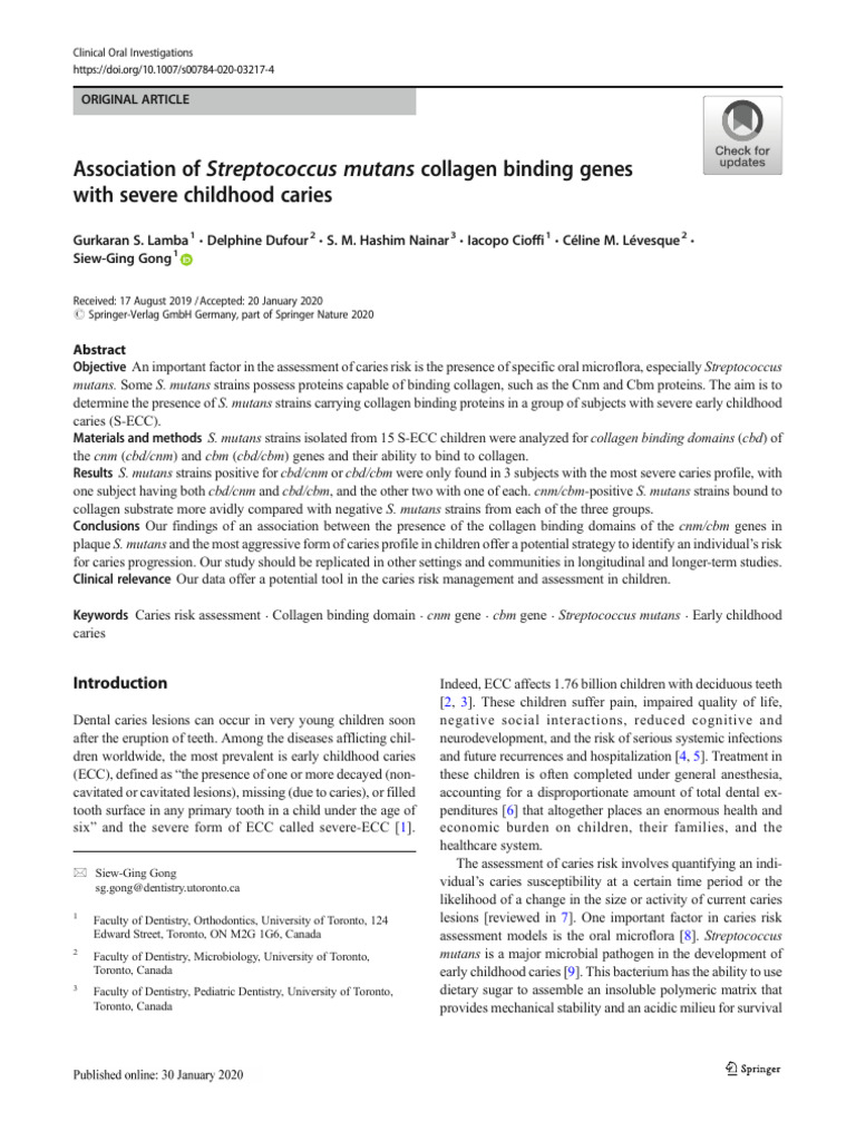 Childhood Caries & S. mutans Genes | PDF | Medical Specialties ...