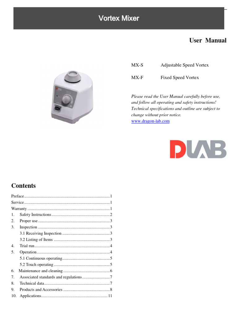 User Manual - Vortex Mixer ABS451 | PDF | Switch | Manufactured Goods