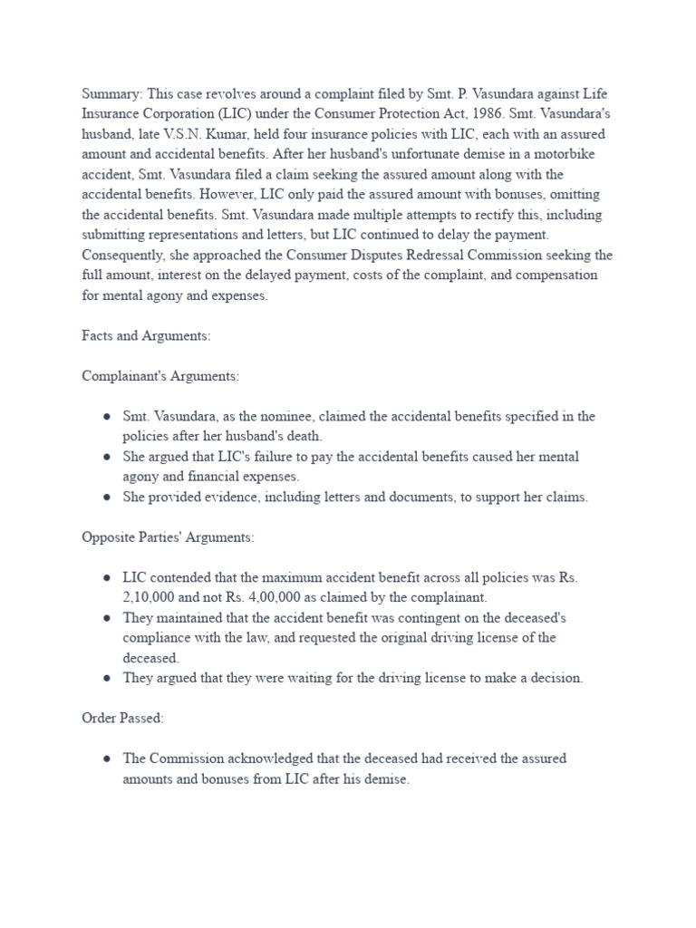 Lic Case | Download Free PDF | Insurance | Insurance Policy