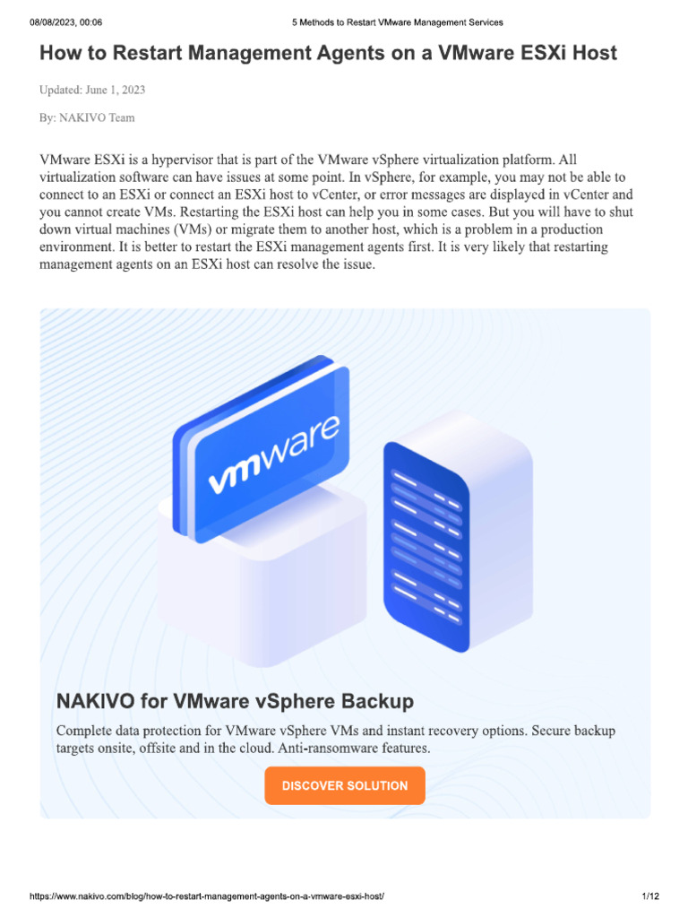 5 Methods To Restart VMware Management Services | PDF