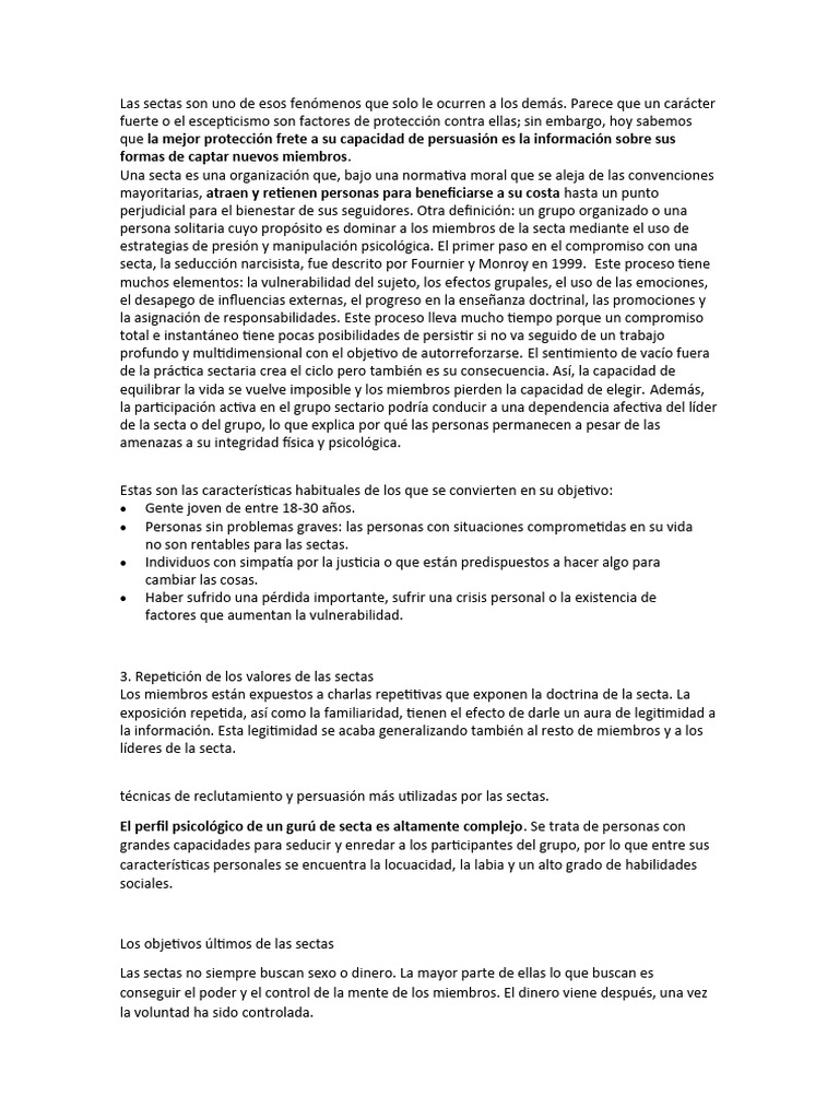 Las Sectas | PDF | Sectarismo | Secta