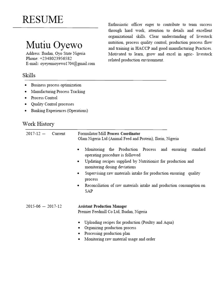 Mutiu Oyewo CV | PDF