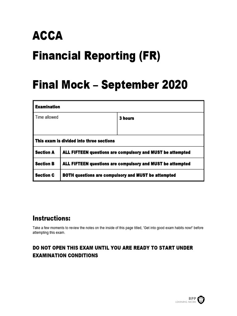 1. FR - Final Mock Exam - Dec 2021 | PDF | Depreciation | Balance Sheet