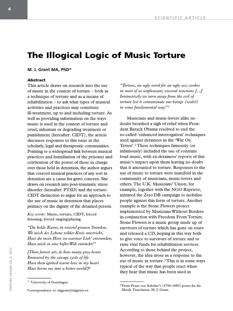 Grant M.J. The Illogical Logic of Music Torture. 2013 | Download Free PDF | Torture | Guantanamo ...