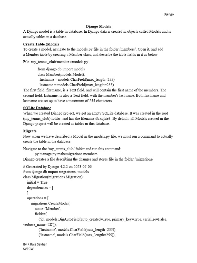 Django Models | PDF | Databases | Computer File