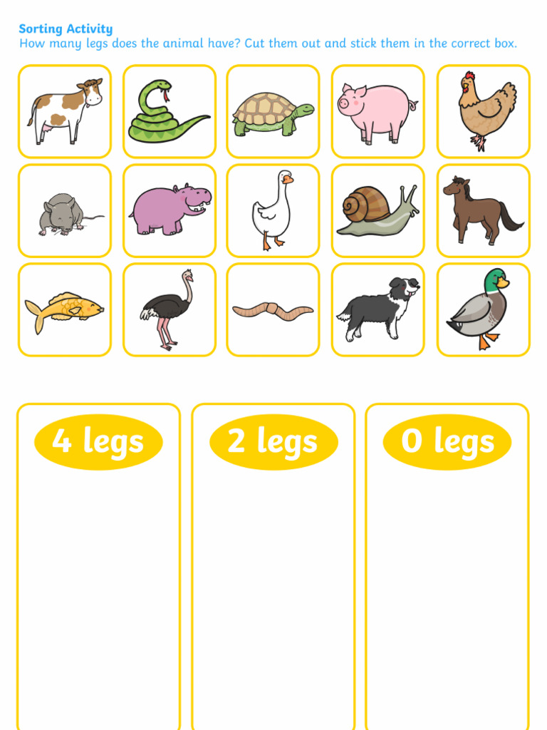 Animal Leg Sorting Activity | PDF