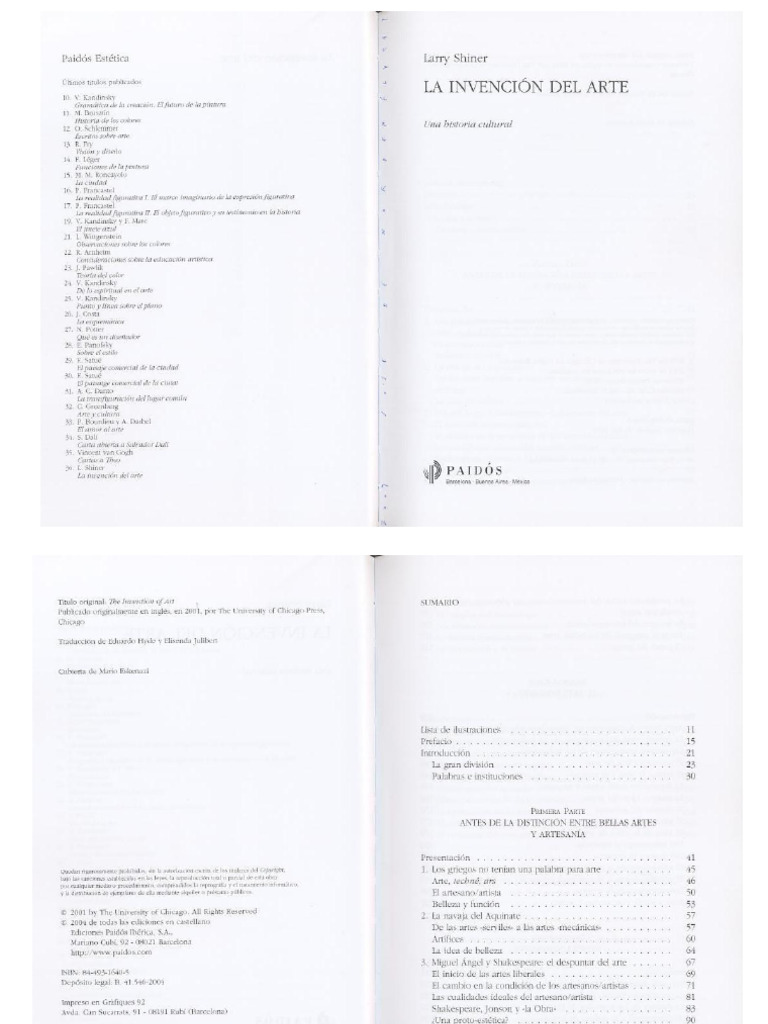 Shiner, Larry - La Invencion Del Arte. Una Historia Cultural (Prefacio e Introducción) | PDF