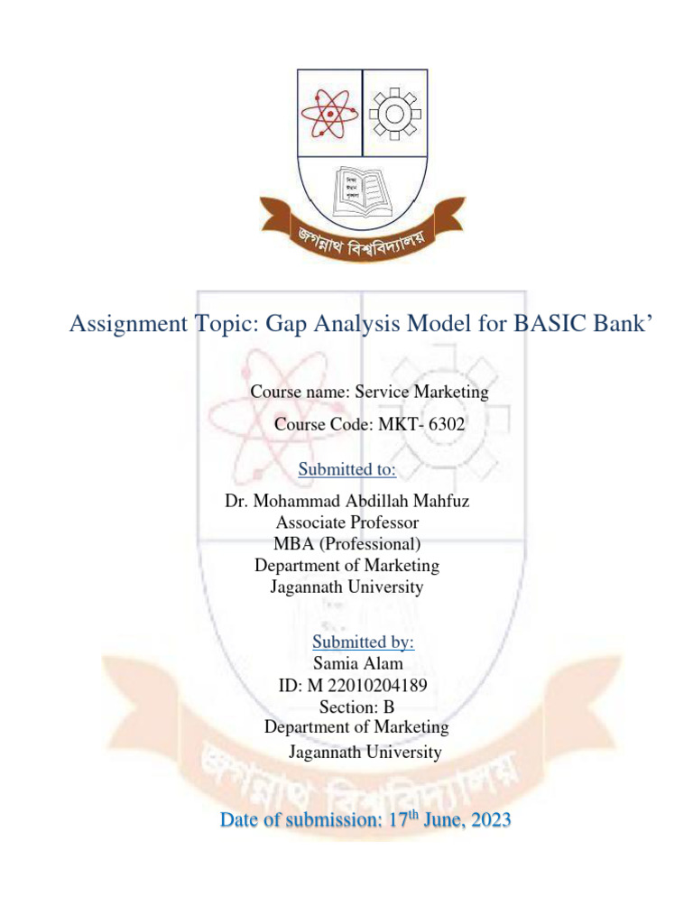 Gap Analysis Model Assignment Pdf Banks Marketing Communications