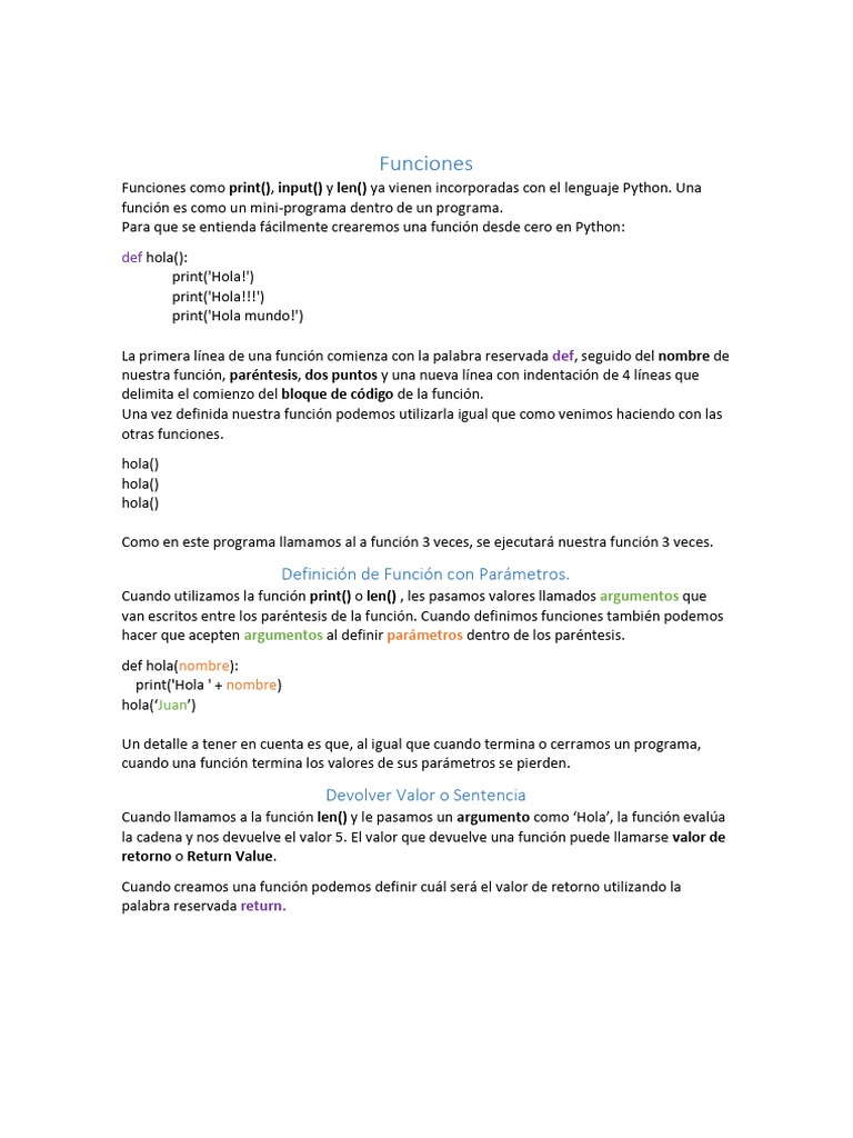 Funciones de Programacion | Descargar gratis PDF | Python (lenguaje de ...