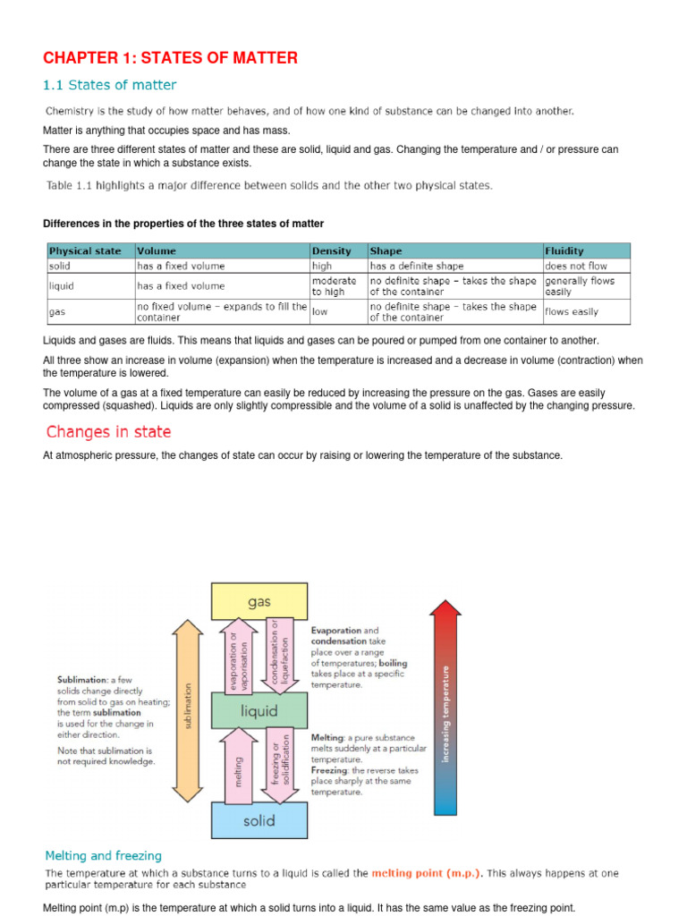 CHAPTER 1 STATES OF MATTER | PDF | Liquids | Solubility