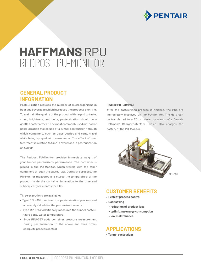 Redpost Pasteurization Monitor Rpu Haffmans Leaflet v2102 en | PDF