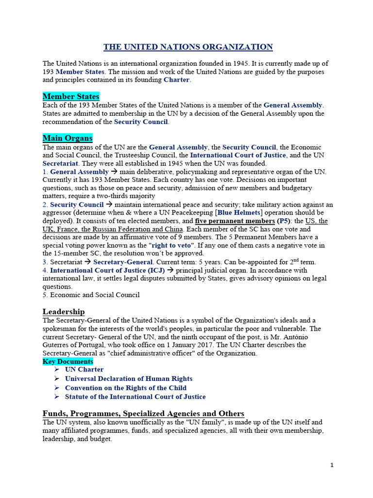 The United Nations Organization | PDF | United Nations | International ...