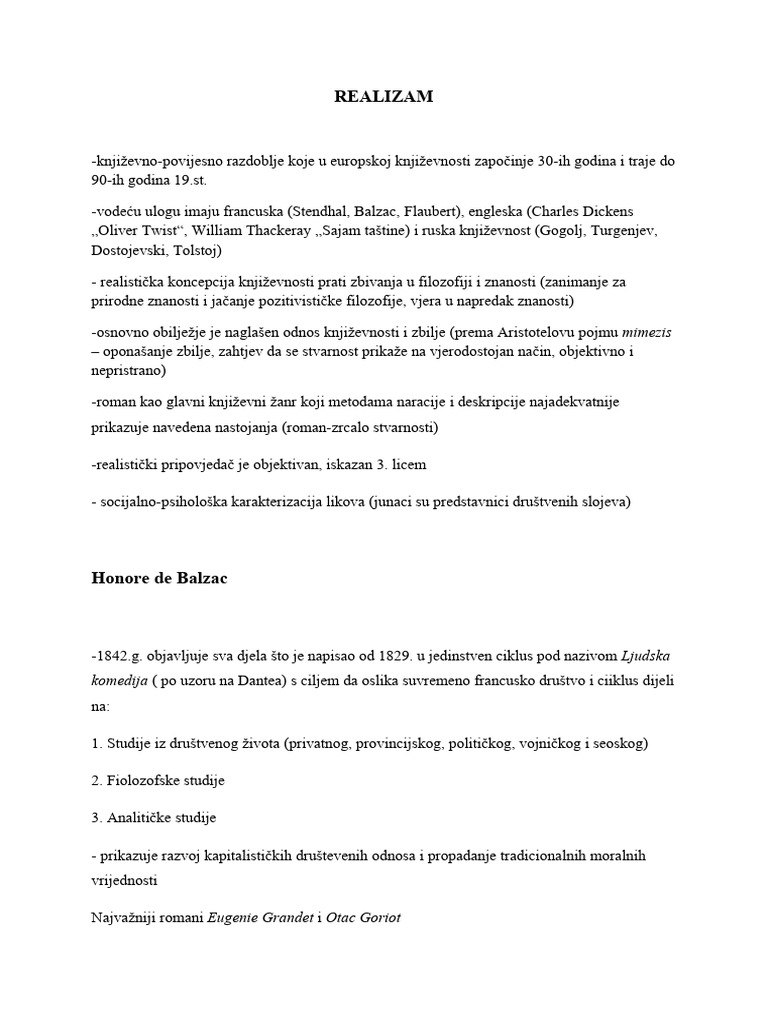 Realizam I Naturalizam | PDF